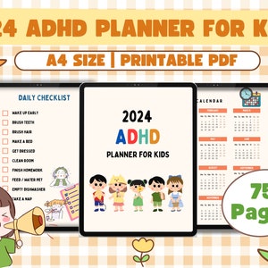 2024 Cute ADHD Digital Planner for Kids A4 Size Printable PDF File - Etsy