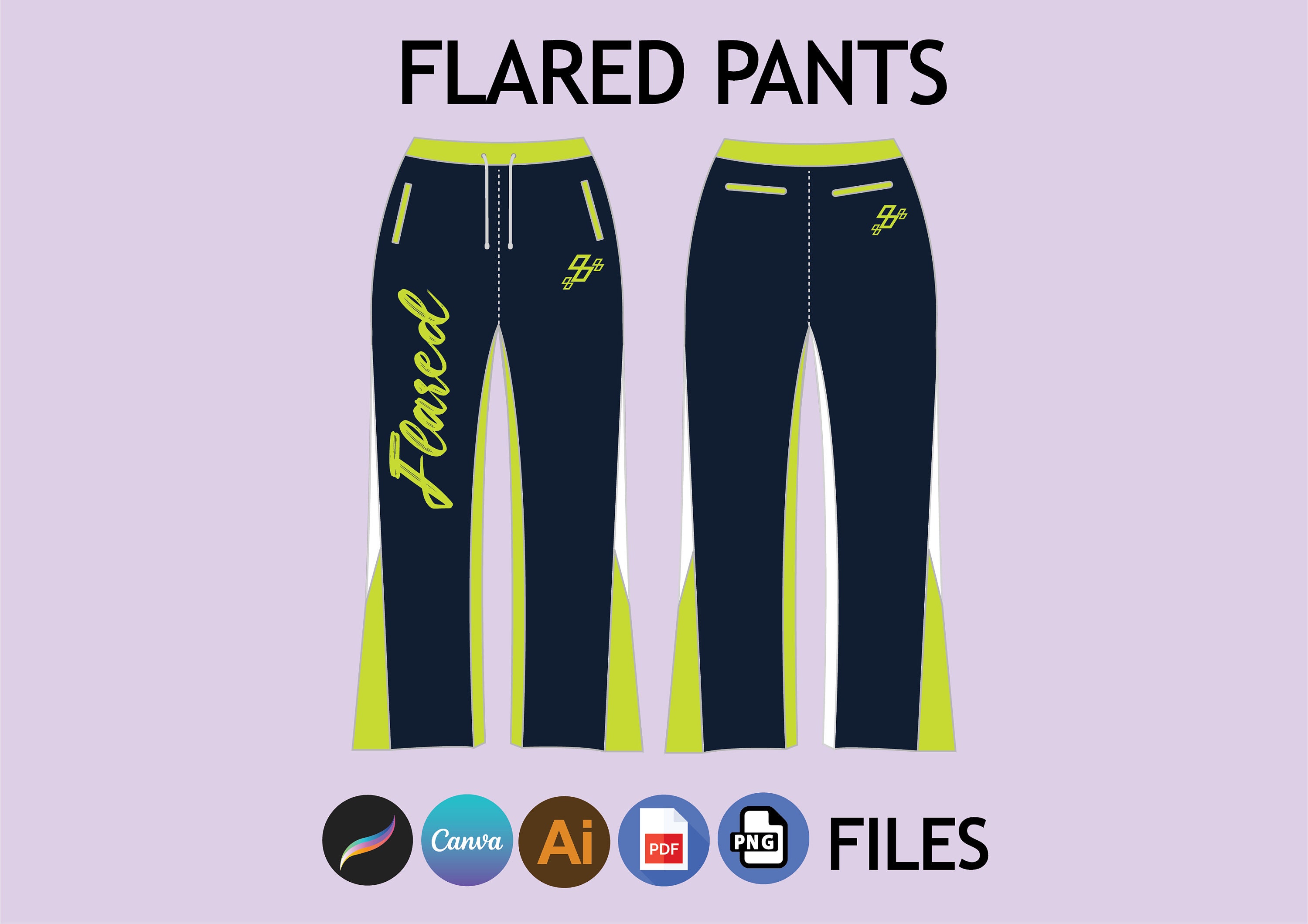 Flared Trouser Pants Mockup Fashion Wear Digital Clothing Procreate ...