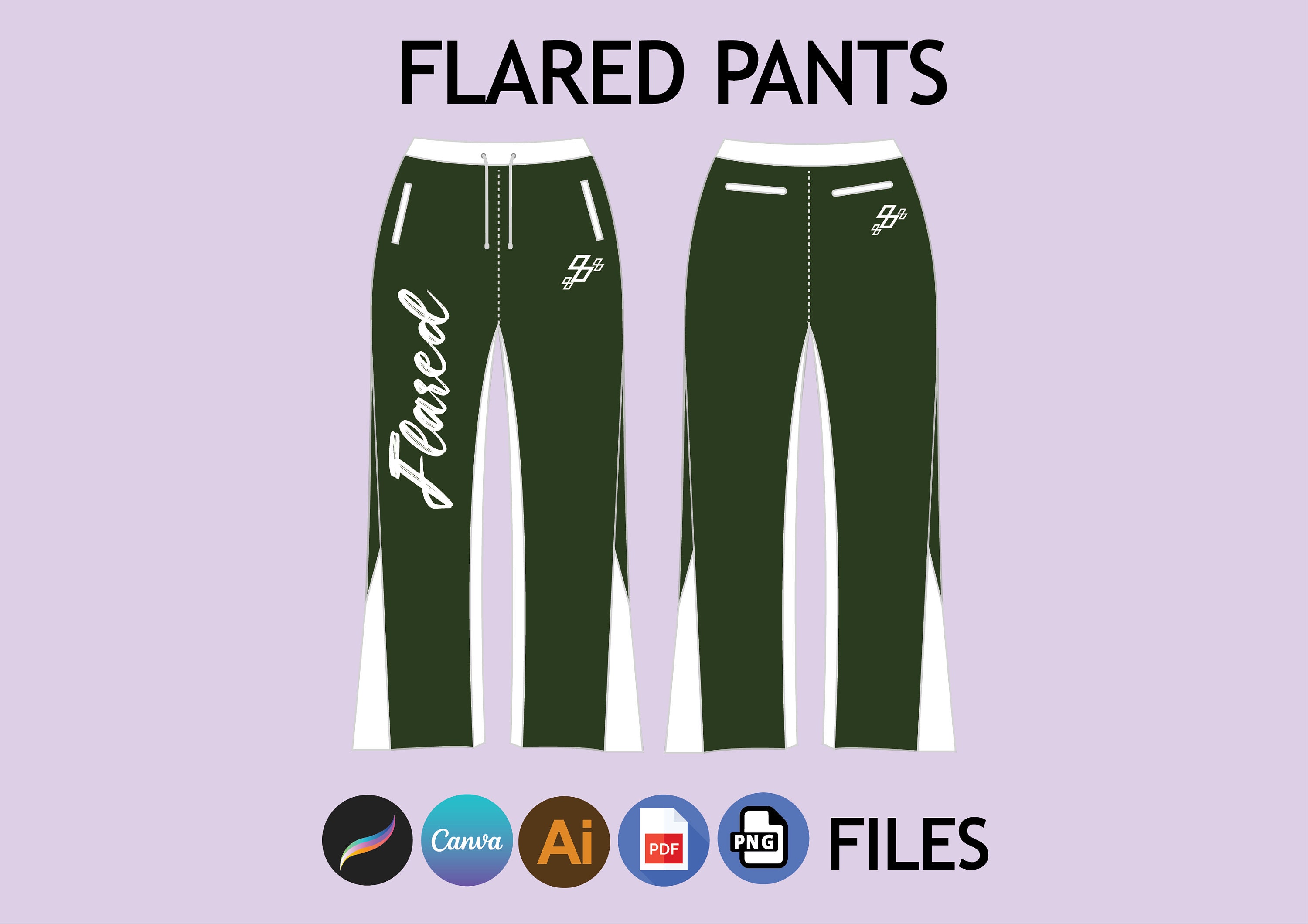 Flared Trouser Pants Mockup Fashion Wear Digital Clothing Procreate ...