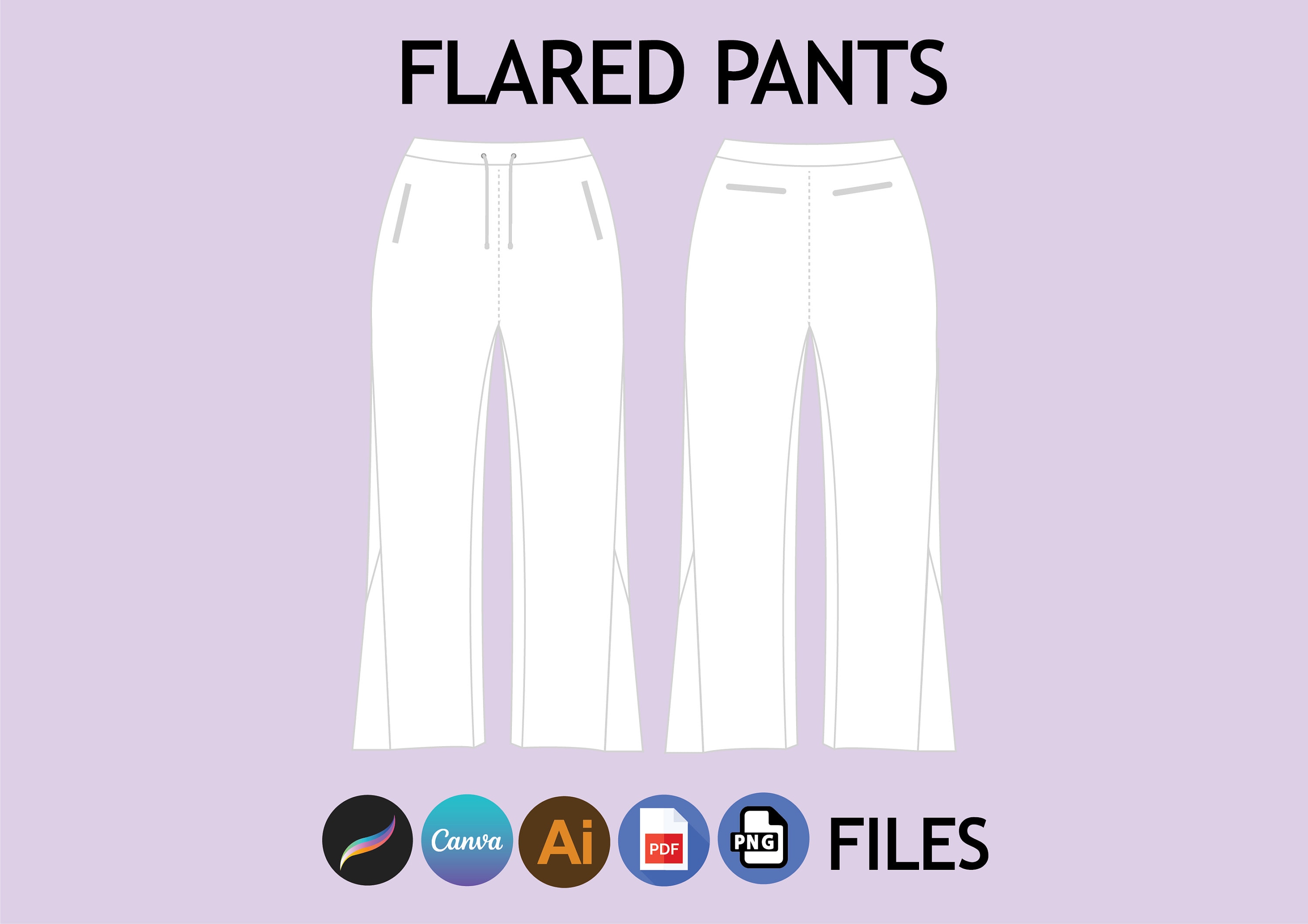 Flared Trouser Pants Mockup Fashion Wear Digital Clothing Procreate ...