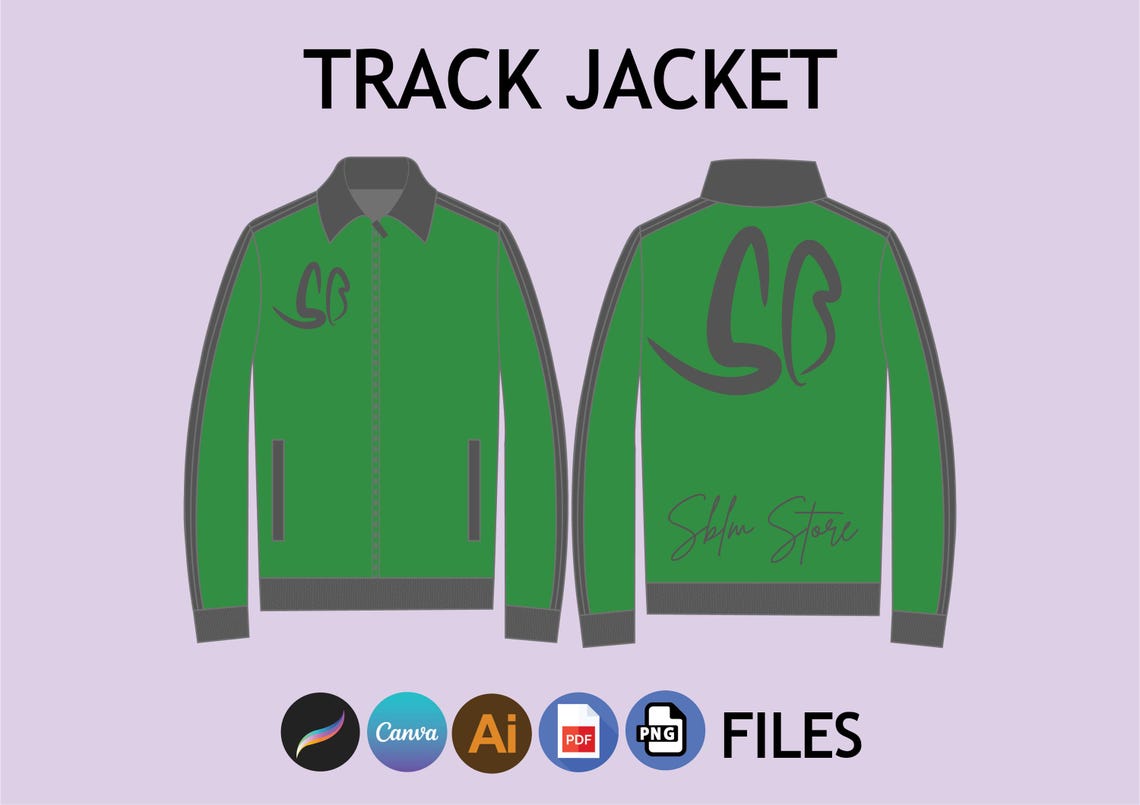Streetwear Track Jacket Mock up Fashion Wear Digital Clothing Procreate ...