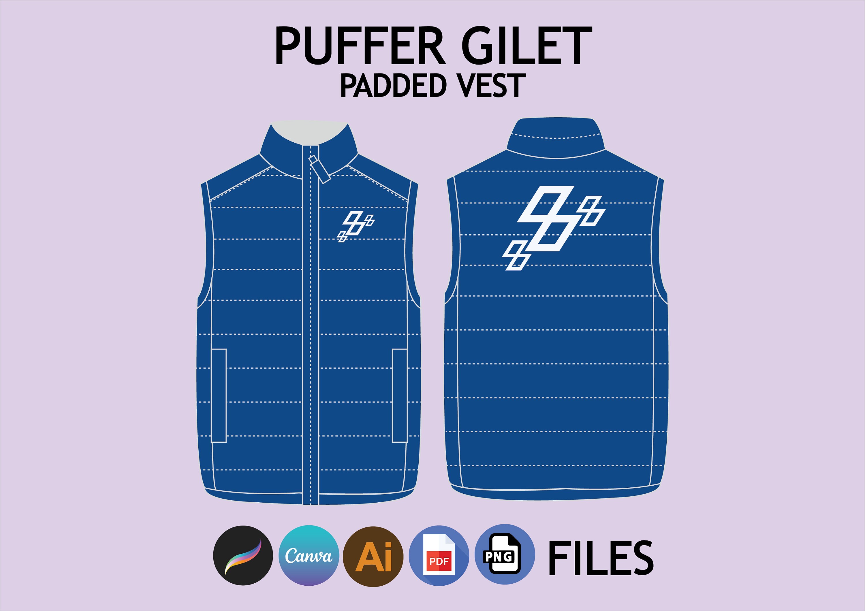 Puffer Jacket Padded Gilet Vest Mockup Fashion Wear Digital Clothing ...