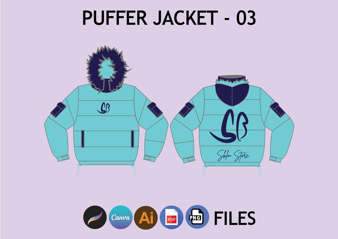 Puffer Jacket Mockup Fashion Wear Digital Clothing Procreate Mockup ...