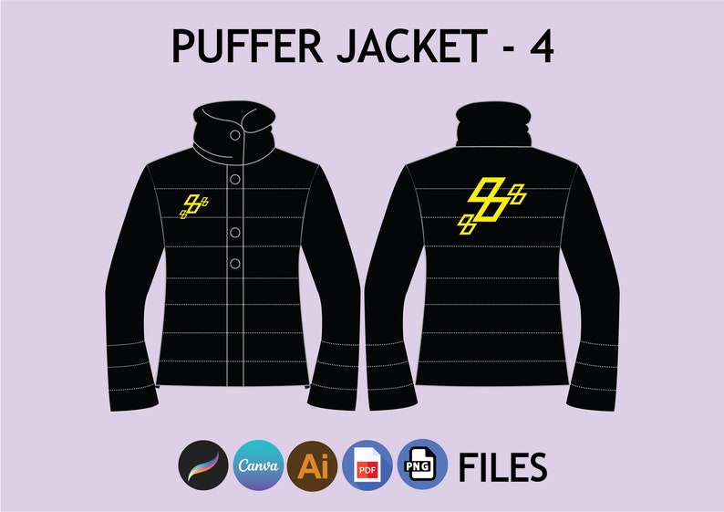 Puffer Jacket Streetwear Mockup Fashion Wear Digital Clothing Procreate ...