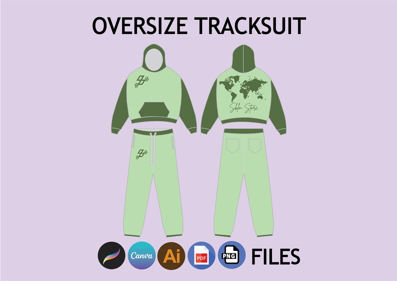 Streetwear Tracksuit Mockup Fashion Wear Digital Clothing Procreate ...