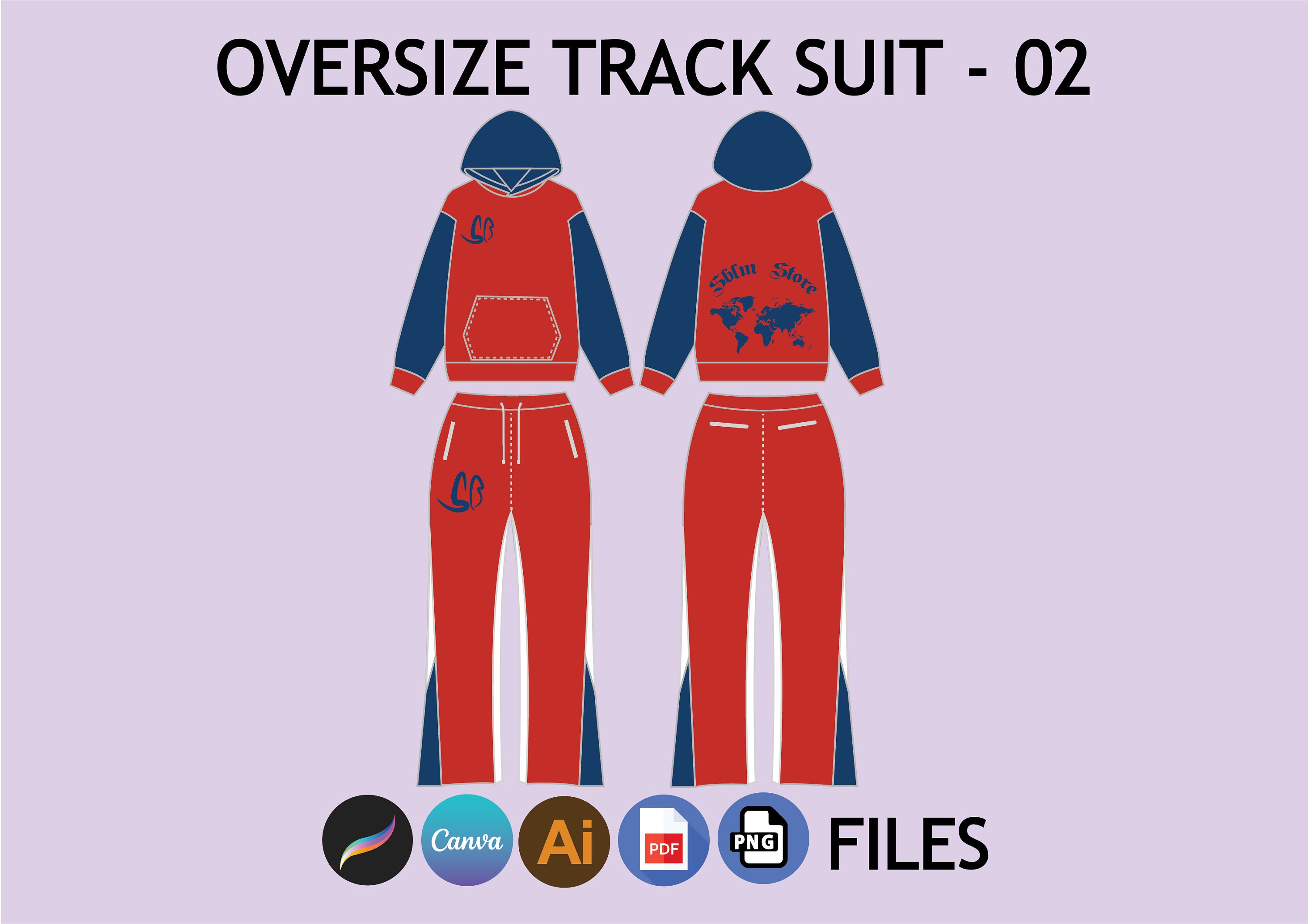 Streetwear Oversize Hood Track Suit Mock up Fashion Wear Digital ...