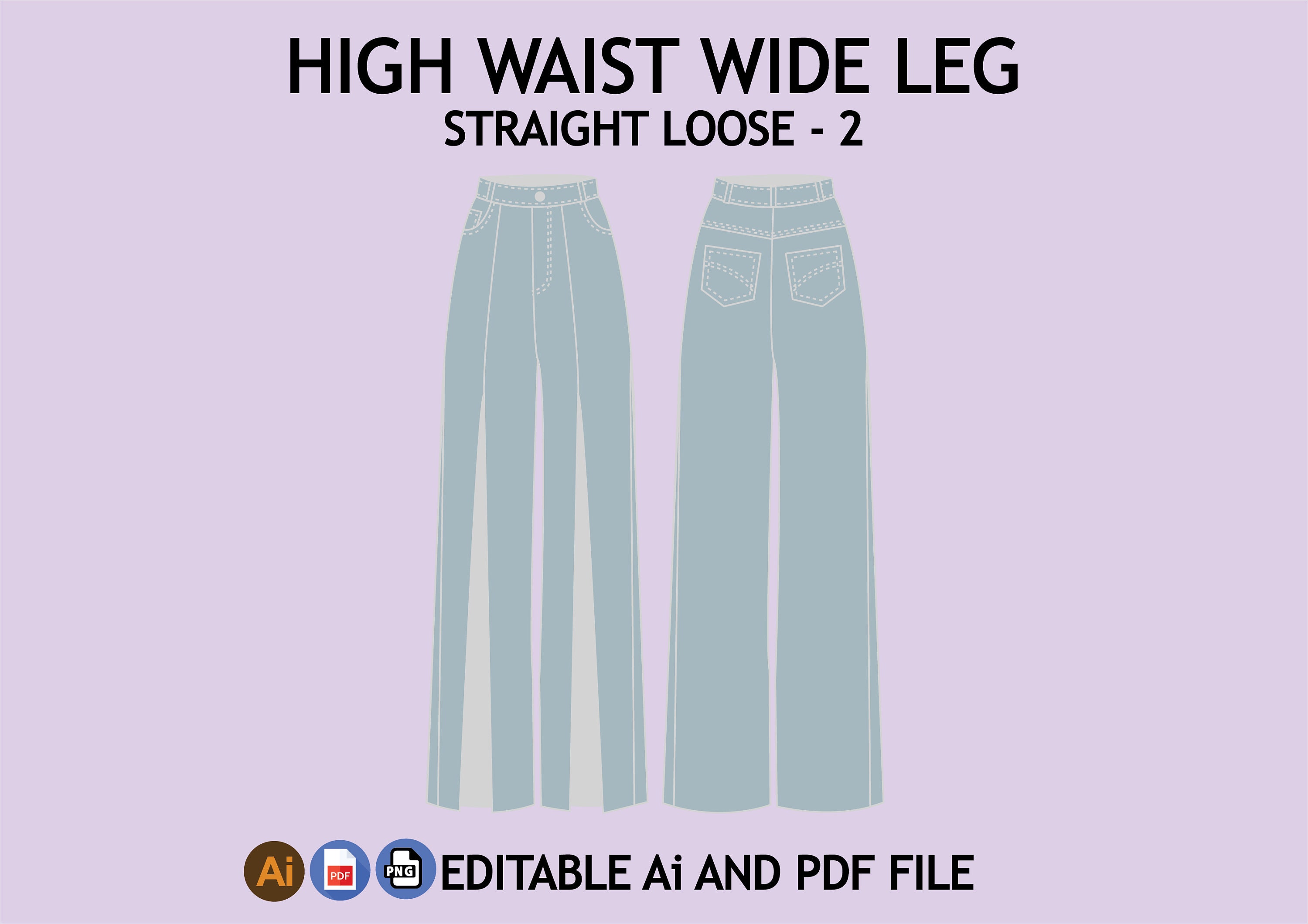 High Waist Wide Leg Open Pants Mockup Fashion Wear Digital Clothing ...