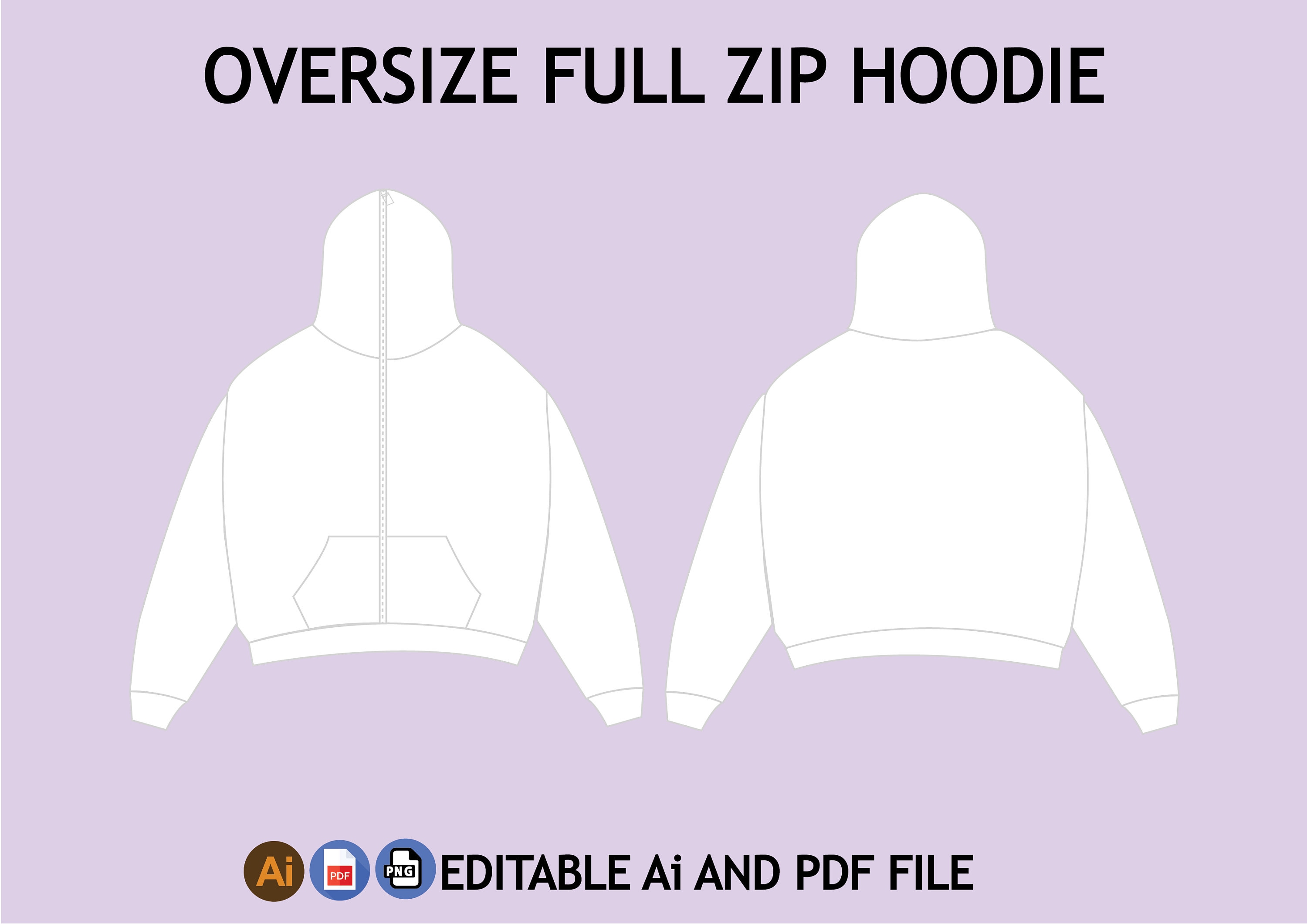 Oversize Full Zip Hoodie Mock up Fashion Wear Digital Clothing ...