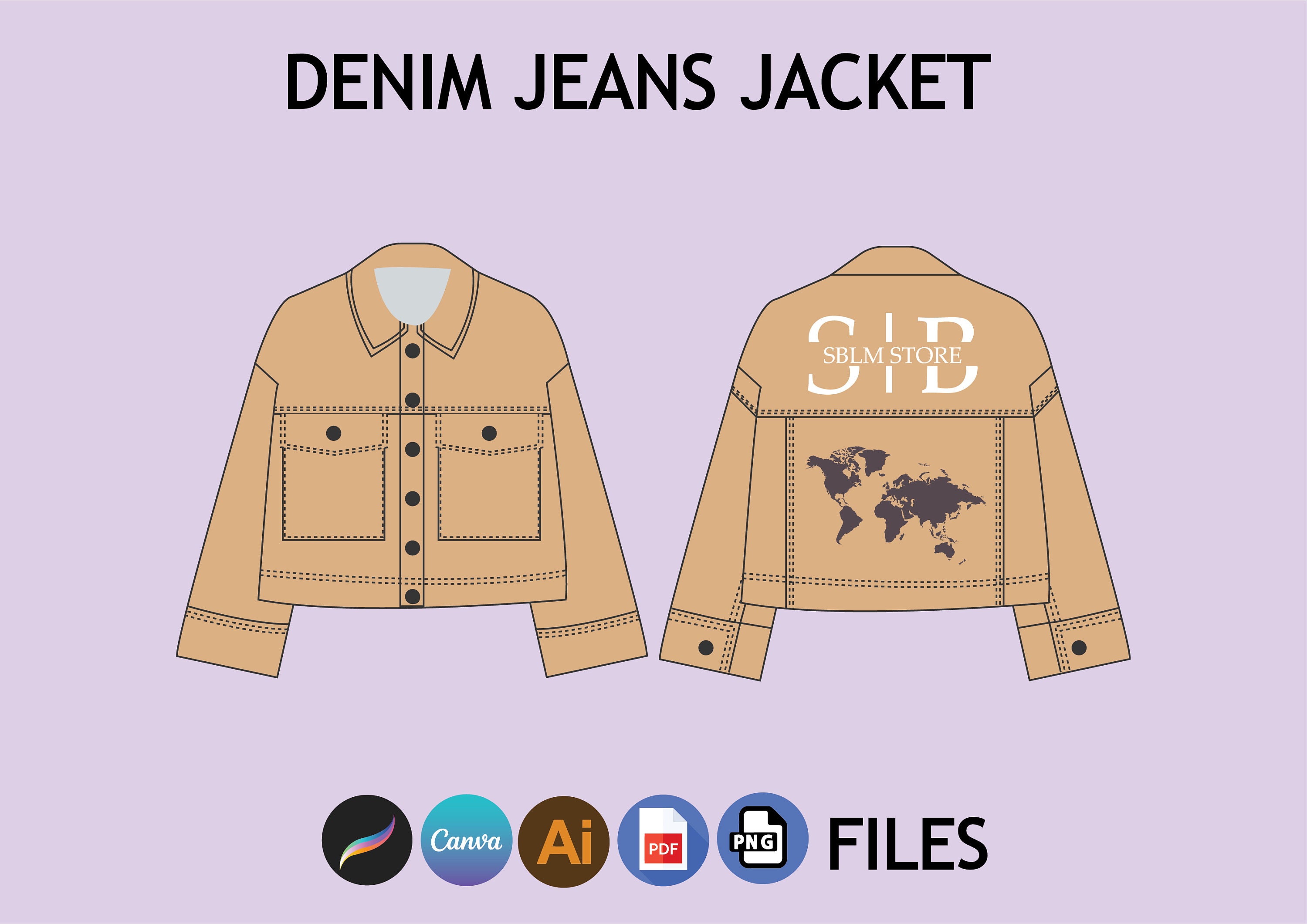 Streetwear Denim Jeans Jacket Mock up Fashion Wear Digital Clothing ...