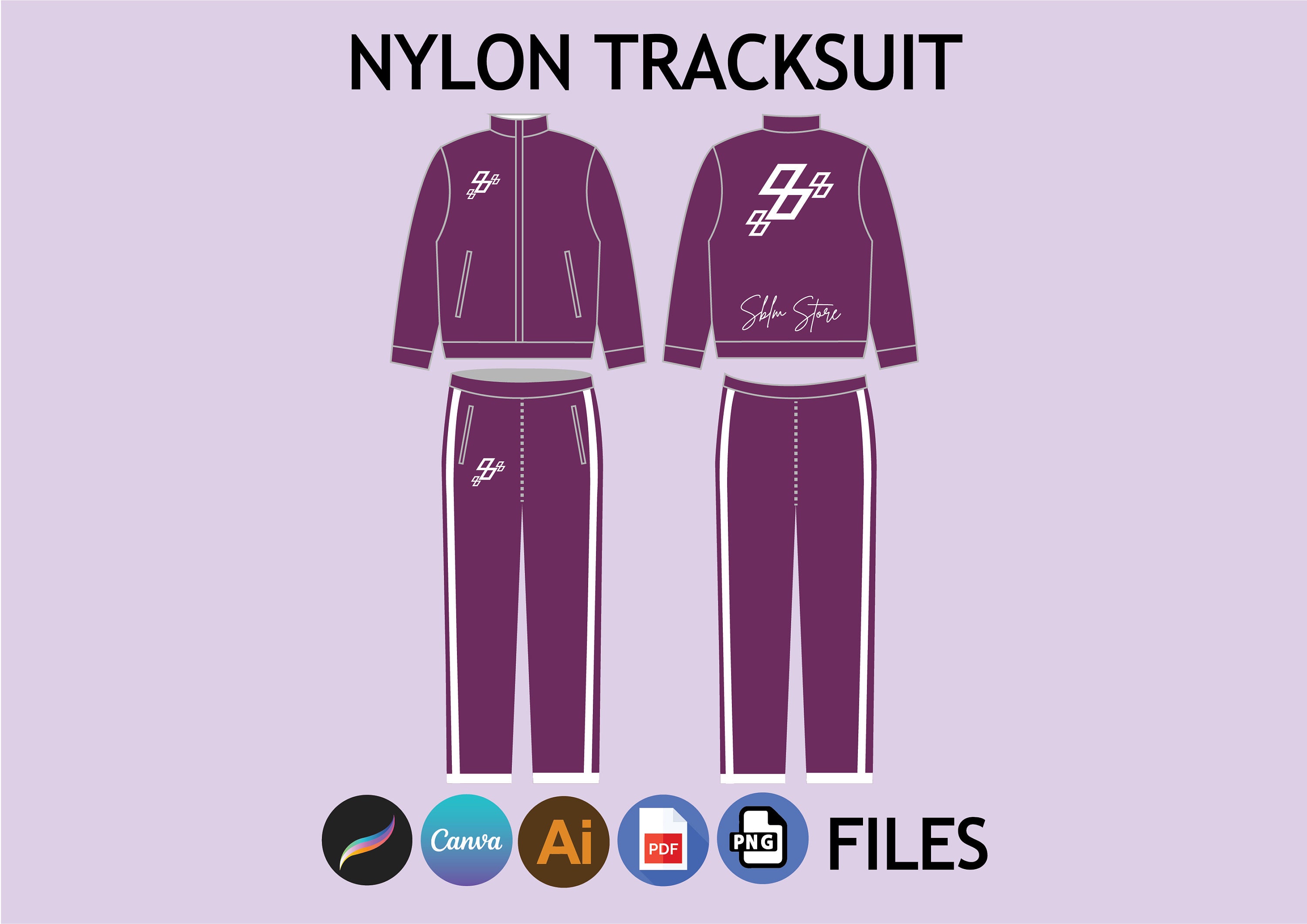 Streetwear Nylon Tracksuit Mockup Fashion Wear Digital Clothing ...