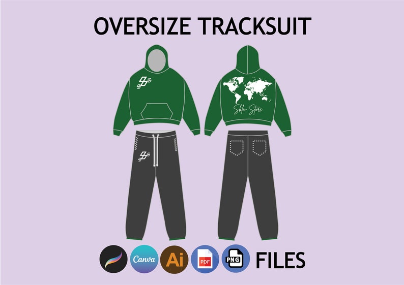 Streetwear Tracksuit Mockup Fashion Wear Digital Clothing Procreate ...