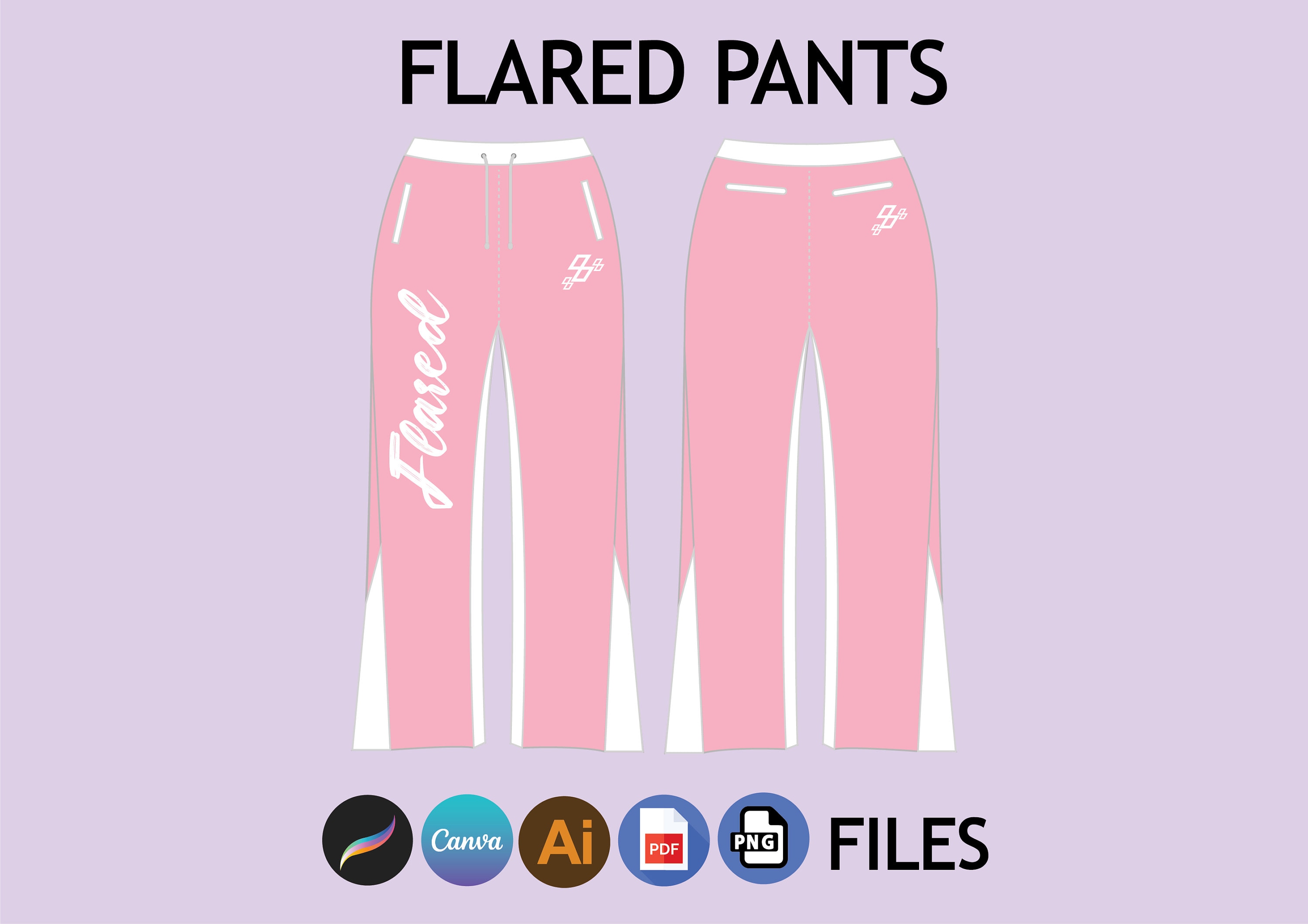 Flared Trouser Pants Mockup Fashion Wear Digital Clothing Procreate ...