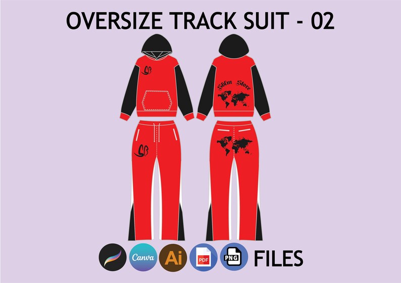 Streetwear Oversize Hood Track Suit Mock up Fashion Wear Digital ...