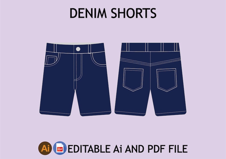 Denim Shorts Template Mock up Fashion Wear Digital Clothing Procreate ...