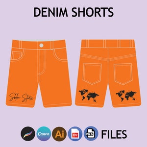 Denim Shorts Template Mock up Fashion Wear Digital Clothing Procreate ...