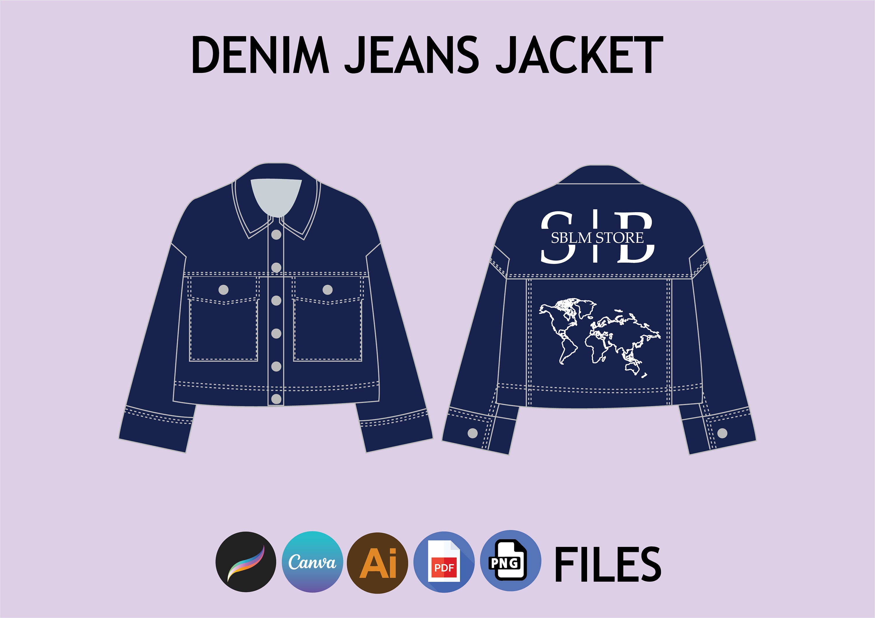 Streetwear Denim Jeans Jacket Mock up Fashion Wear Digital Clothing ...