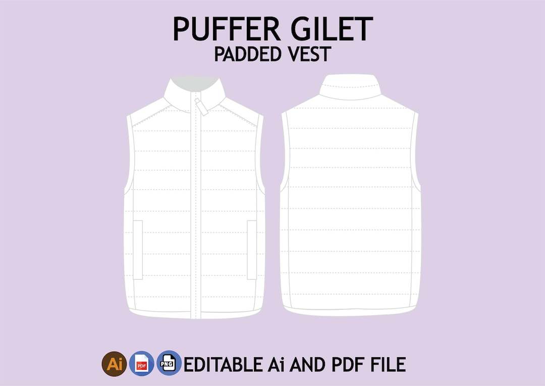 Puffer Jacket Padded Gilet Vest Mockup Fashion Wear Digital Clothing ...