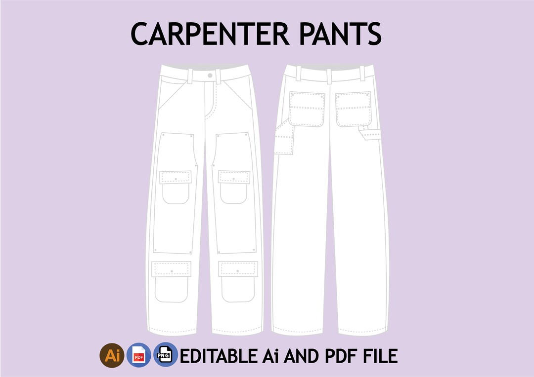 Double Knee Carpenter Pants Mockup Fashion Wear Digital Clothing ...