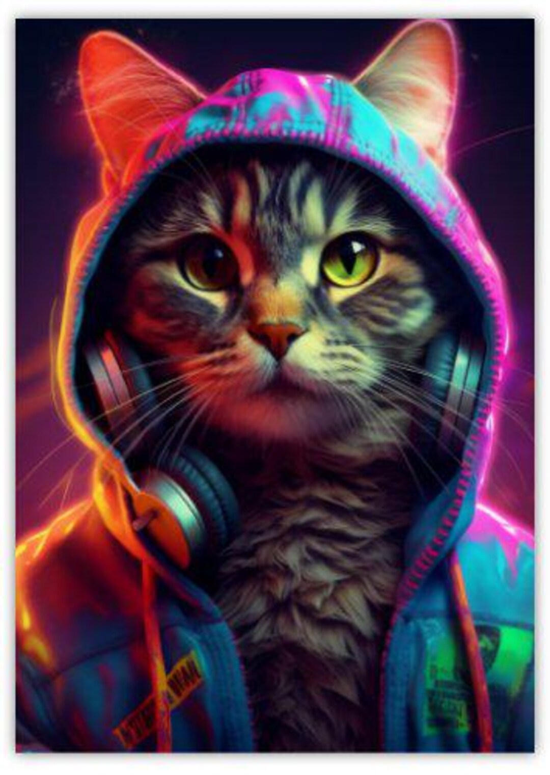 Beautiful Tabby DJ Cat With Headphones Rave Art Print A4 - Etsy