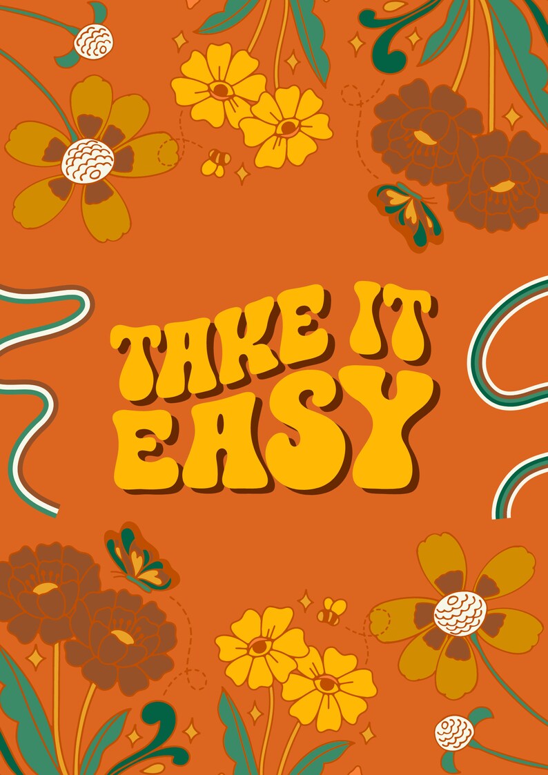 Take It Easy Retro Poster - Etsy