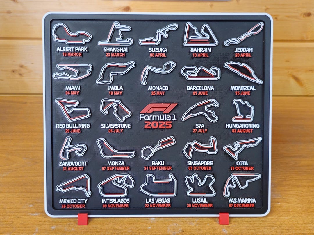 2025 Formula 1 Race Track Calendar – Multicolour Wall/desk Display ...