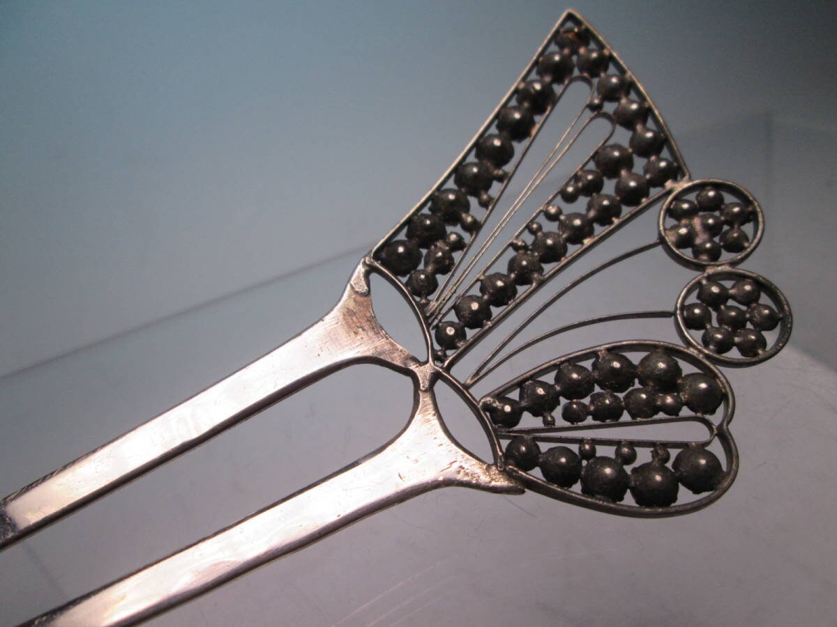 Antique Japanese Kanzashi Hairpin Hair Comb Accessory Silver Metal ...