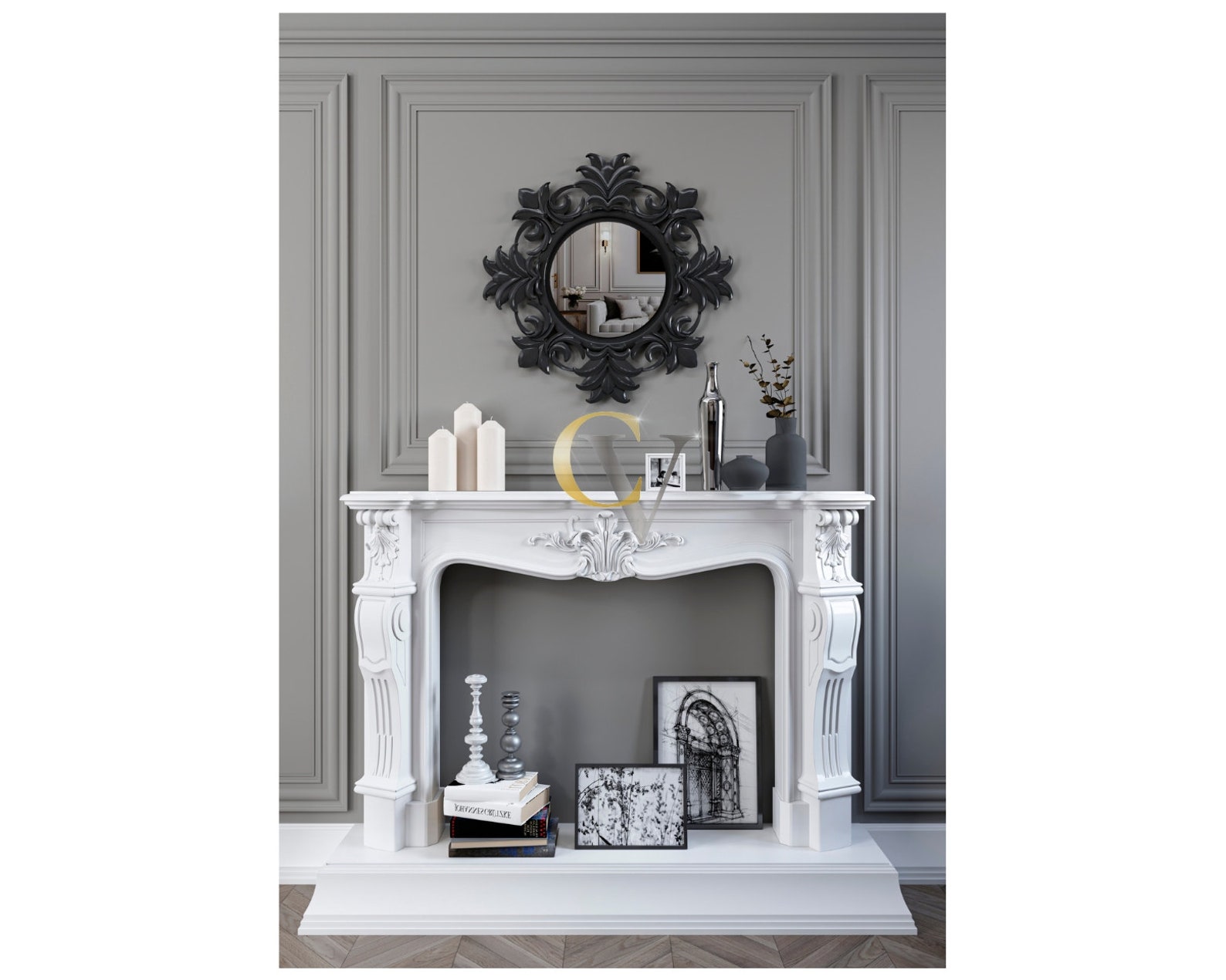 Black Baroque Style Round Mirror – Custom Sizes - Etsy