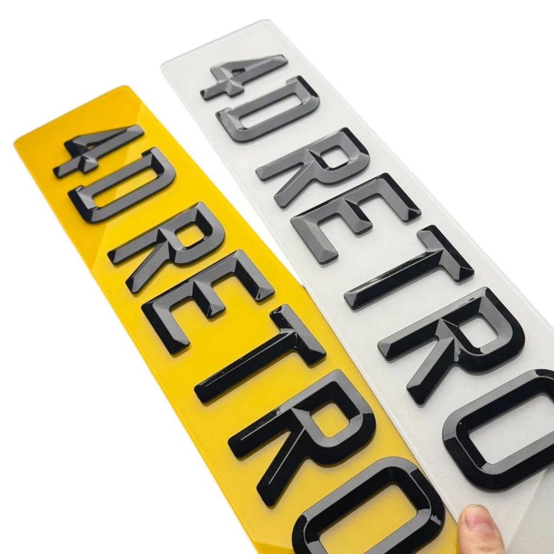 UK Road Legal 4D RETRO Bev Bevelled Edge Car Registration Number Plates ...