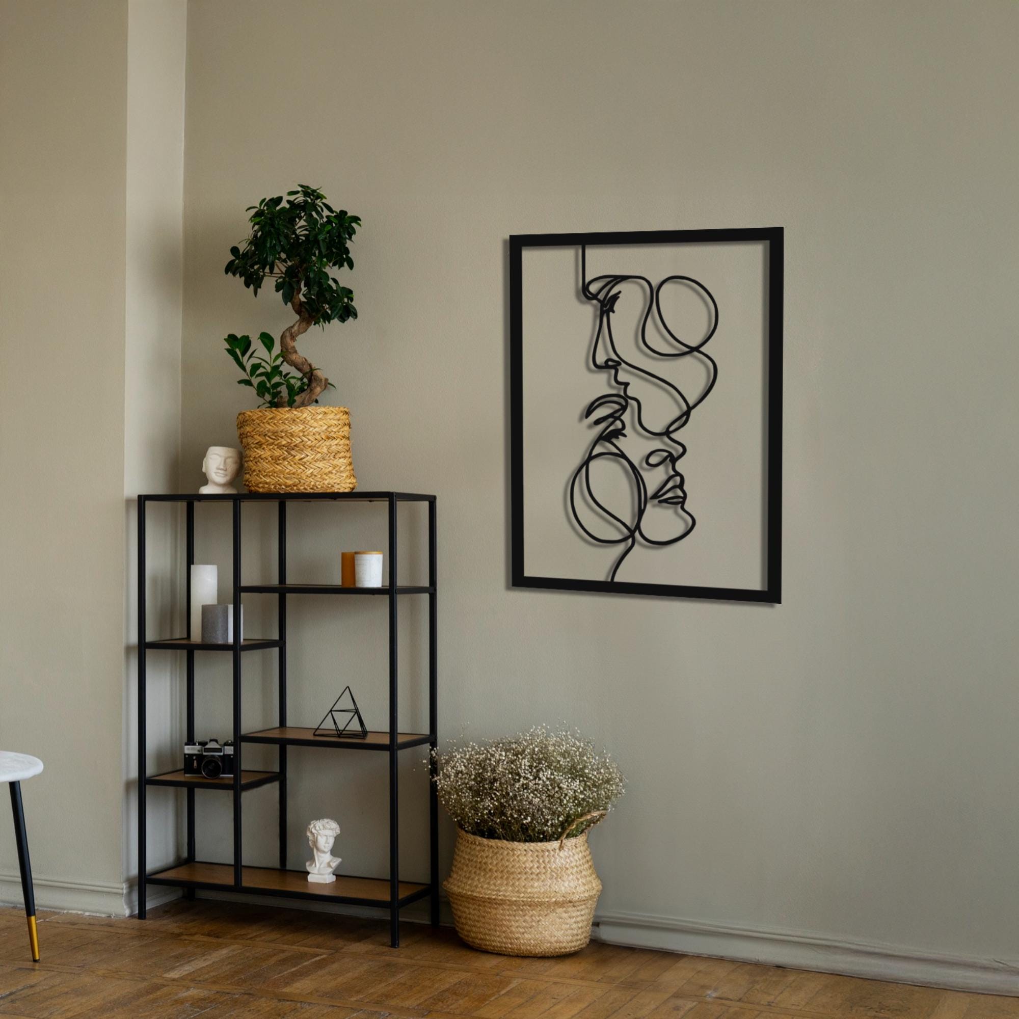 Metal Faces Wall Art, Metal Line Wall Art, Abstact Face Wall Art, Woman ...