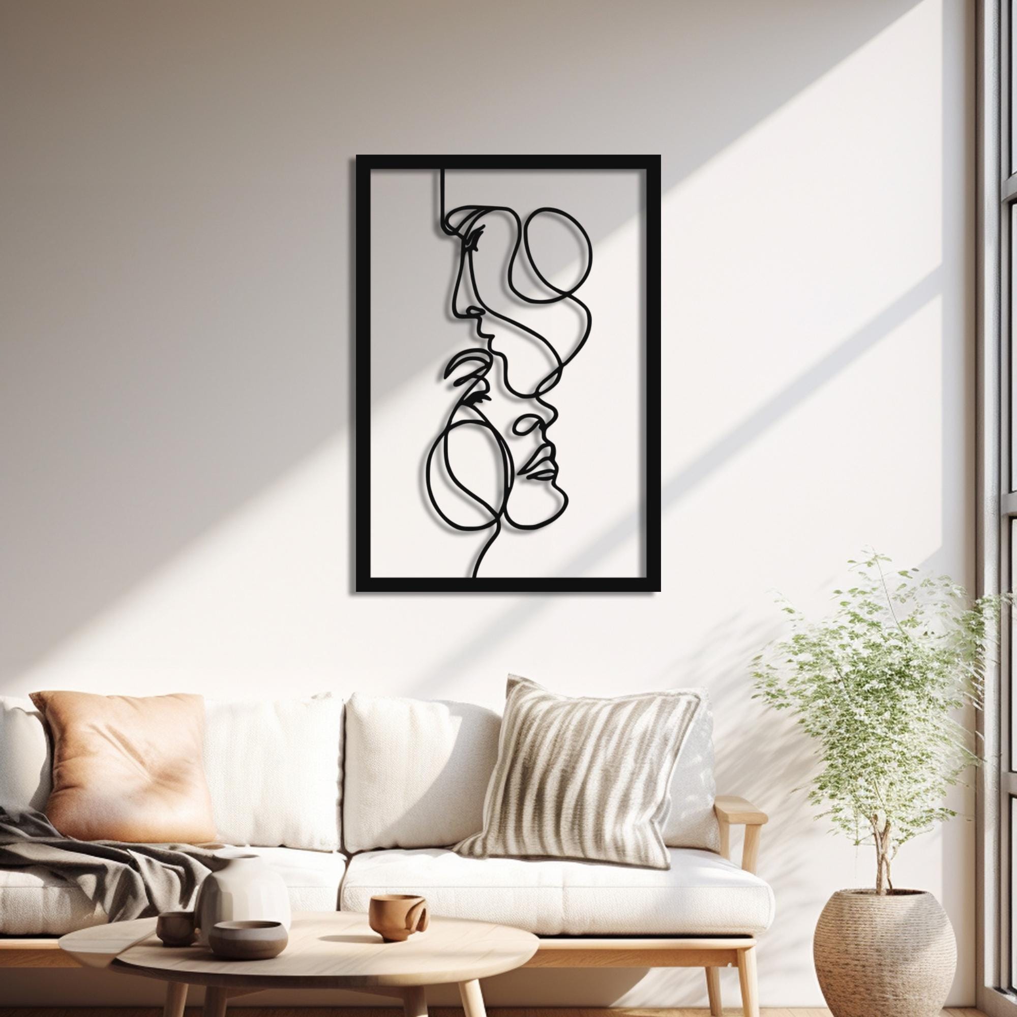 Metal Faces Wall Art, Metal Line Wall Art, Abstact Face Wall Art, Woman ...