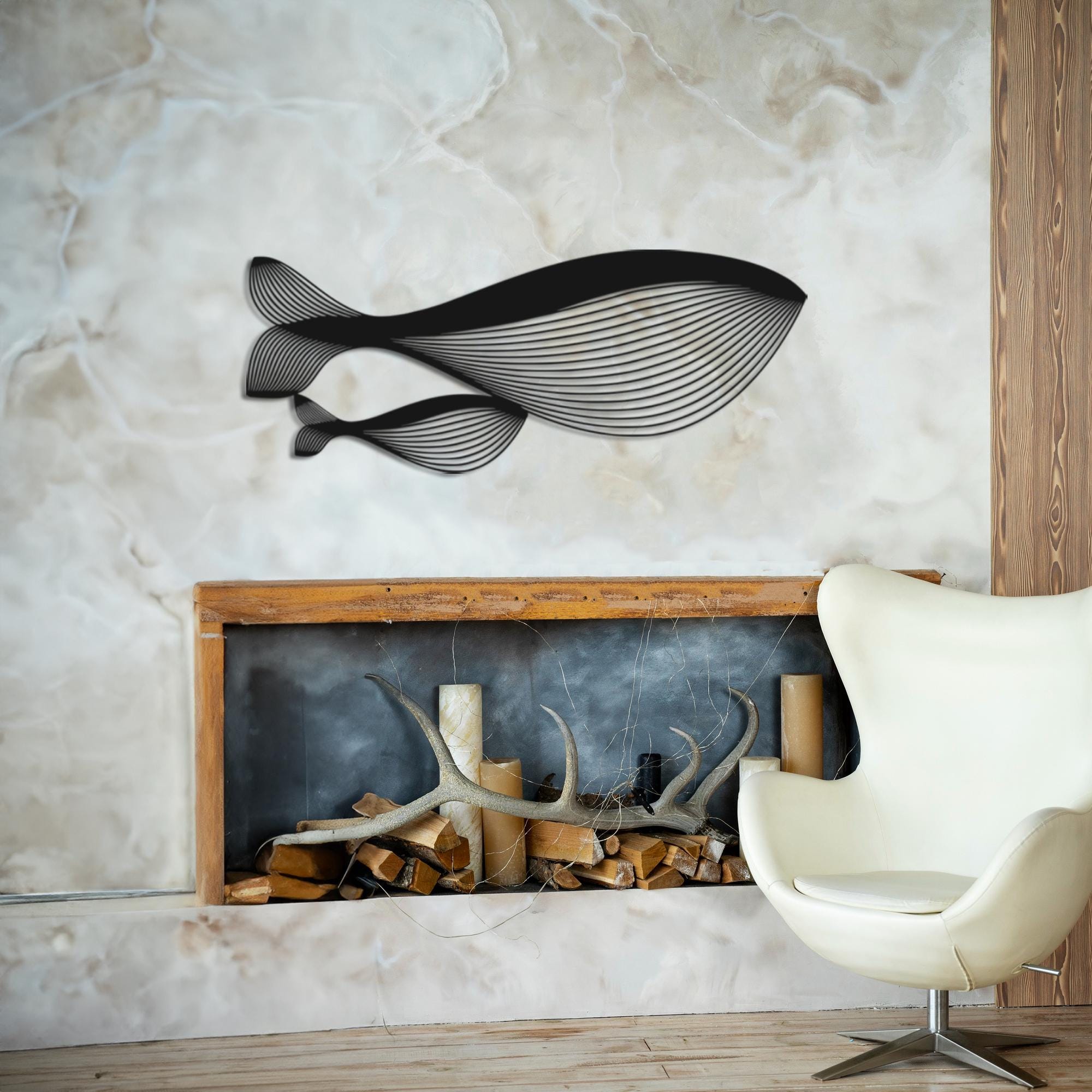 Mother and Baby Fish Metal Wall Art, Modern Nautical Ocean Theme Decor ...