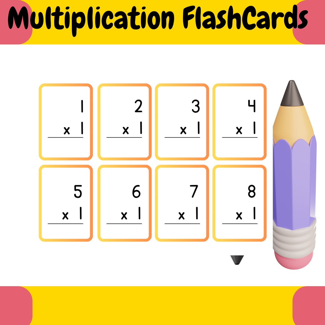 Multiplication Flashcards 1-10 Set: Digital Download With Dual-side ...