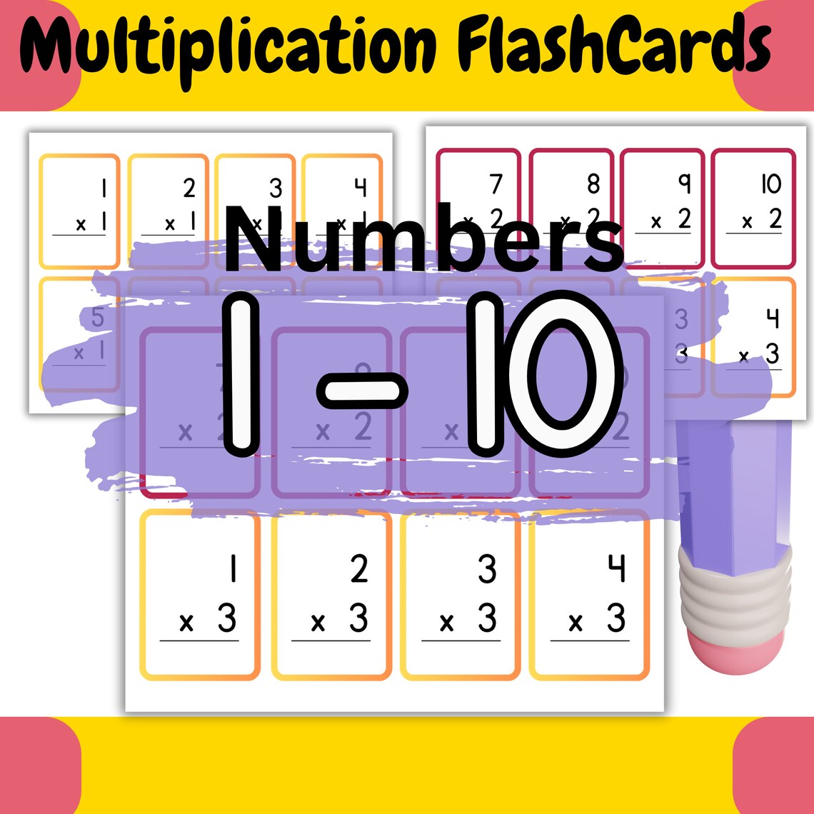 Multiplication Flashcards 1-10 Set: Digital Download With Dual-side ...
