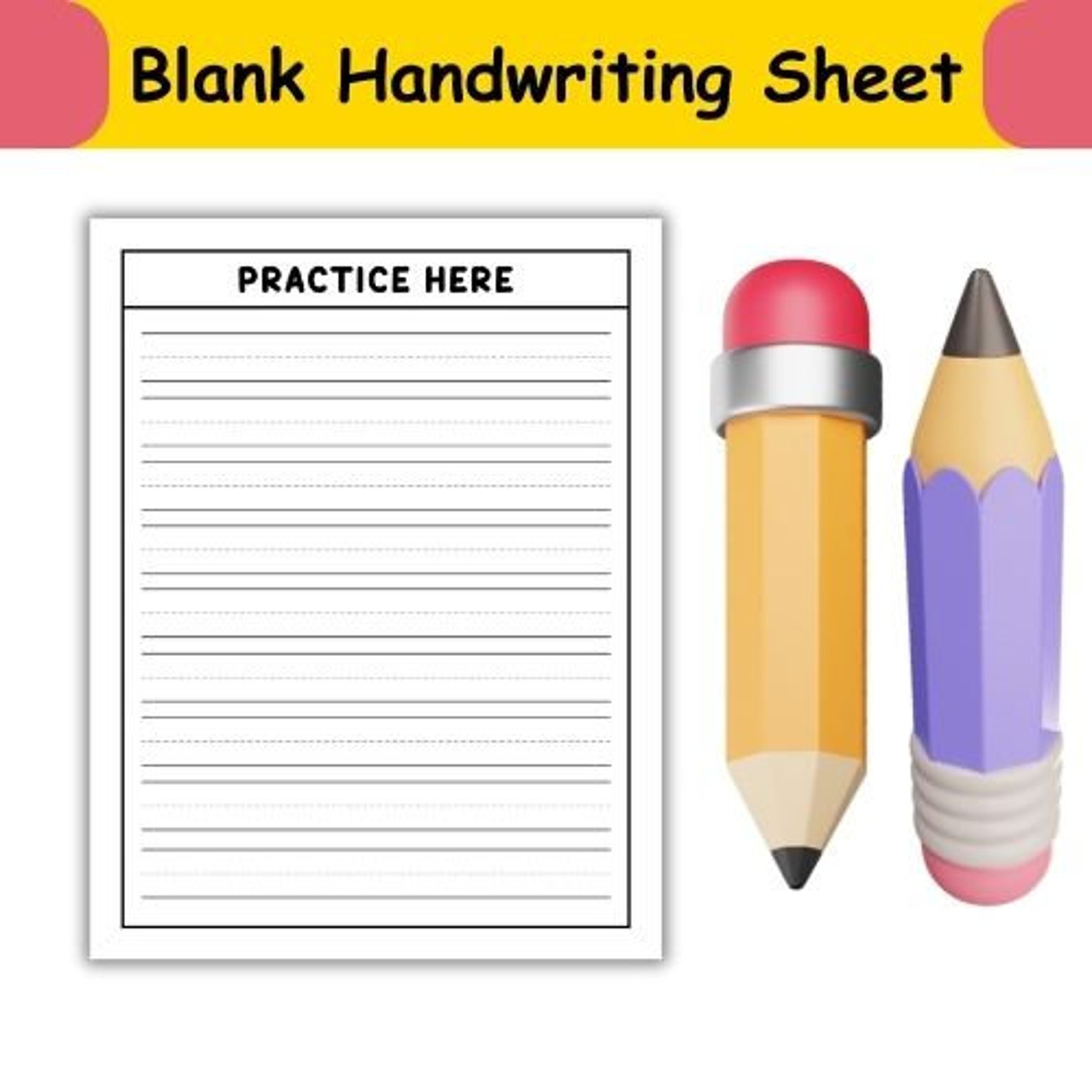 Blank Practice Writing Handwriting Sheet | Blank Handwriting Sheet for ...