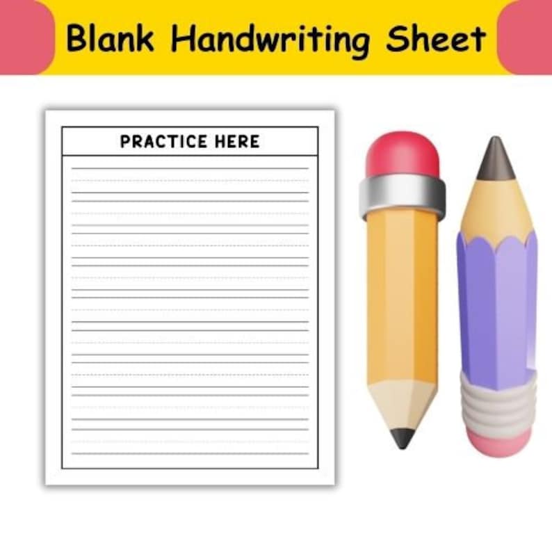 Blank Practice Writing Handwriting Sheet | Blank Handwriting Sheet for ...