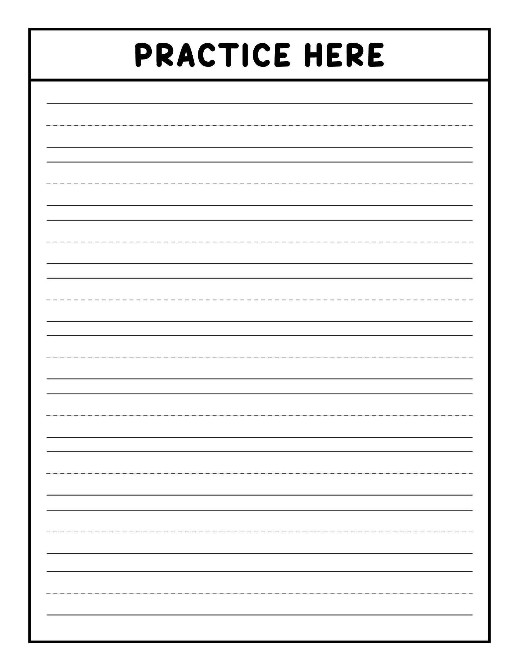 Blank Practice Writing Handwriting Sheet | Blank Handwriting Sheet for ...