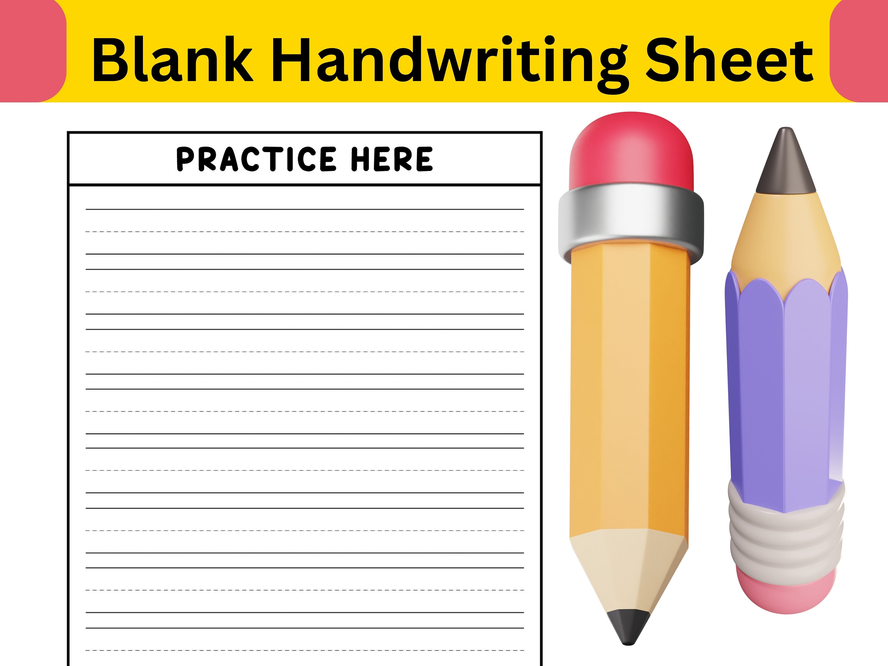 Blank Practice Writing Handwriting Sheet | Blank Handwriting Sheet for ...