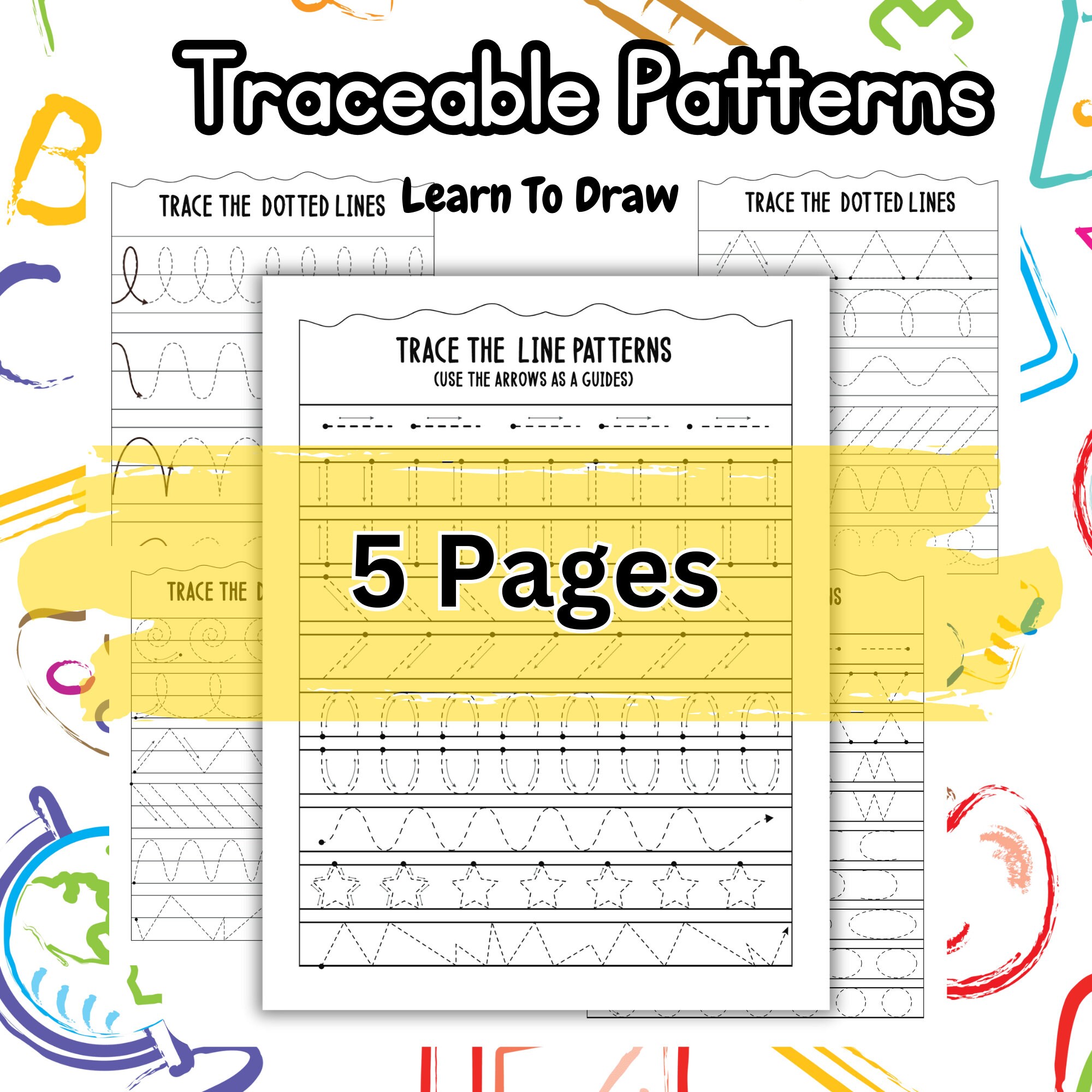 Traceable Patterns Bundle: 5-page Activity Set for Creative Learning ...