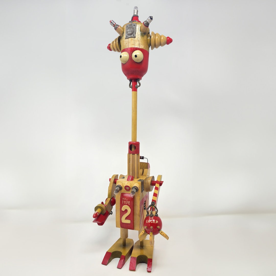 Cute Wooden Robot Made Entirely by Hand - Etsy