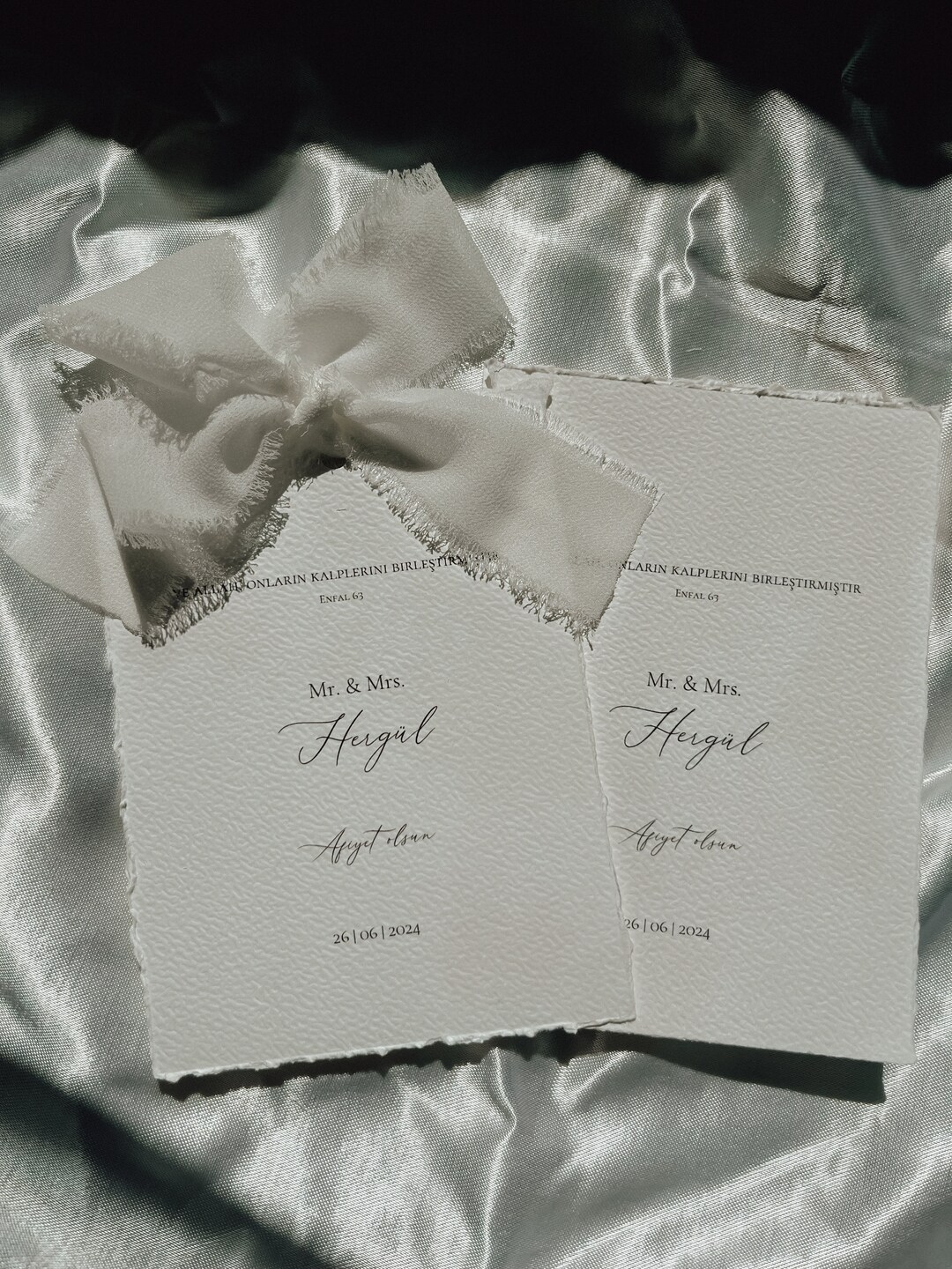 Handmade Place Card With Bow Wedding Place Card Wedding - Etsy