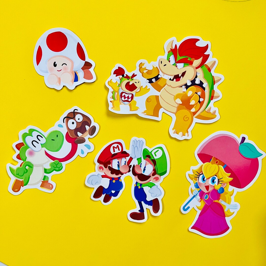 Game Stickers Mario, Luigi, Peach, Bowser, Yoshi, Toad - Etsy