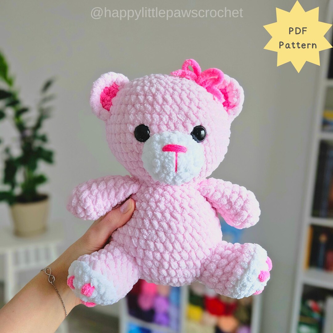 Pinky the Bear PDF Crochet Pattern Valentine's Teddy Amigurumi Digital ...