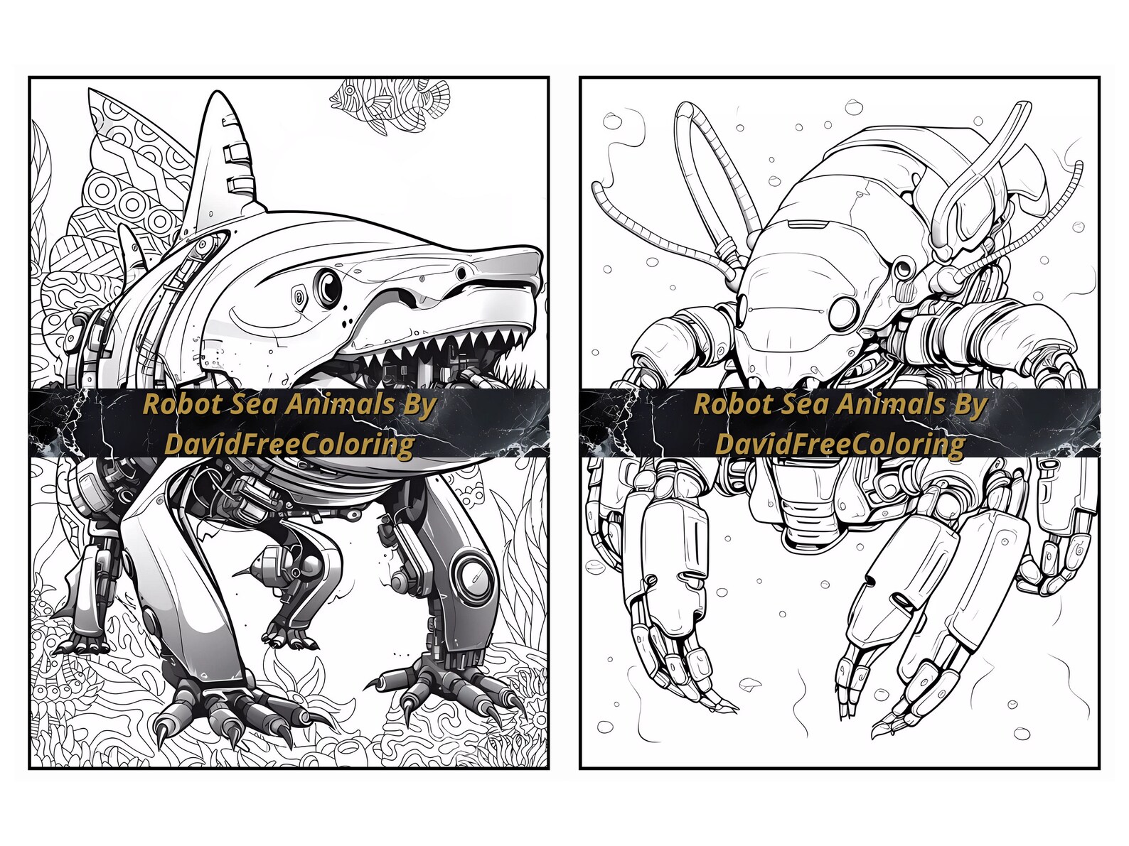 40 Robot Sea Animals Coloring Book Robot Images for Adult Coloring ...