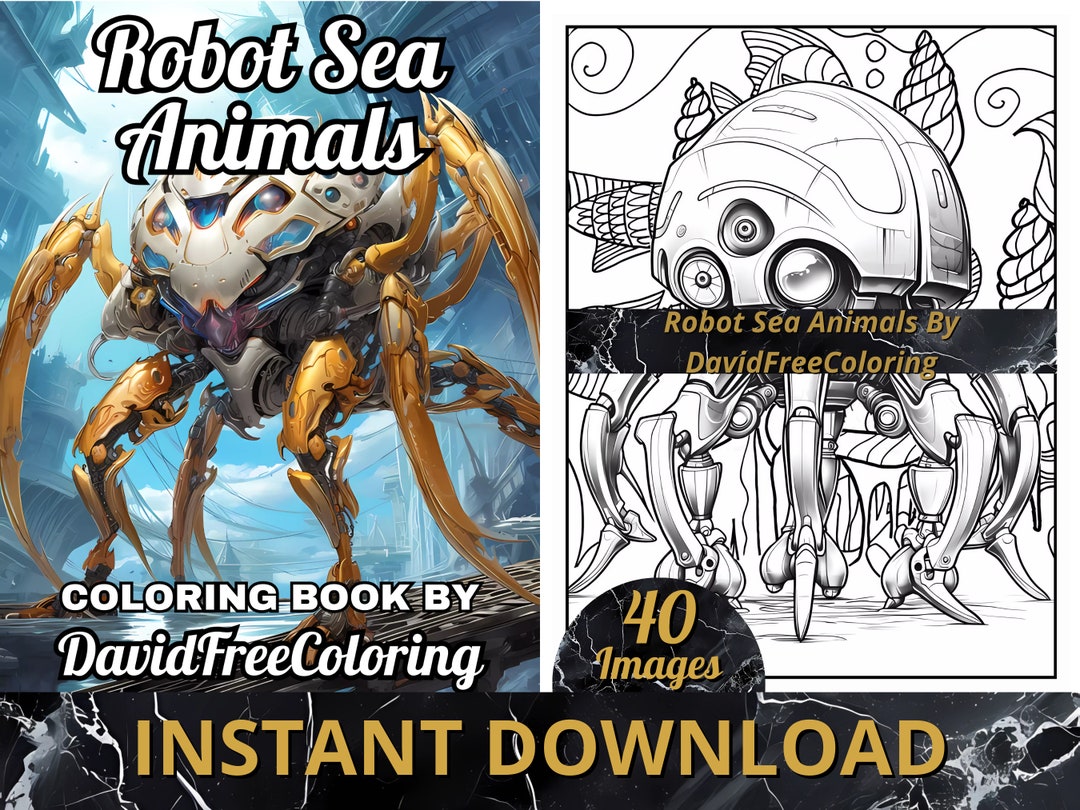 40 Robot Sea Animals Coloring Book Robot Images for Adult Coloring ...