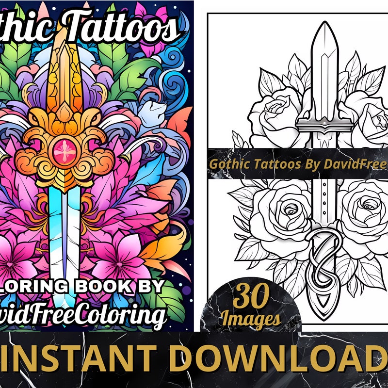 Tattoo Coloring Book - Etsy