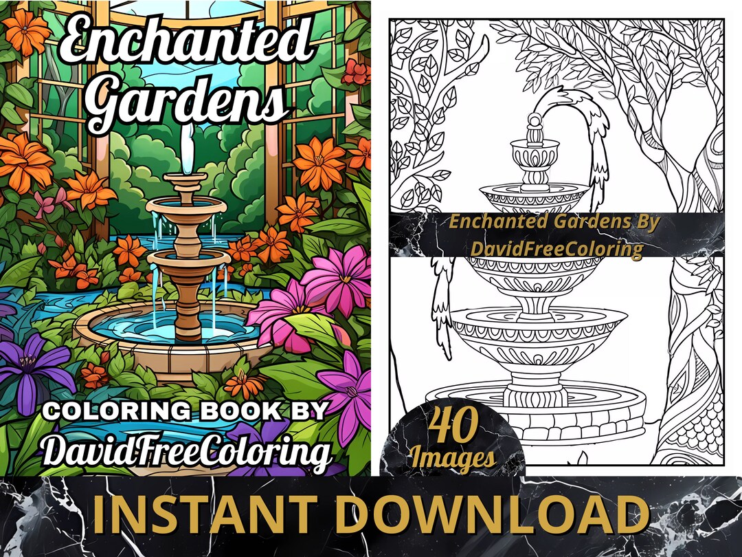 40 Enchanted Gardens Coloring Book Garden Images for Adult Coloring ...