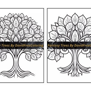 50 Trees Coloring Book Fantasy Trees Images for Adult Coloring Pages ...