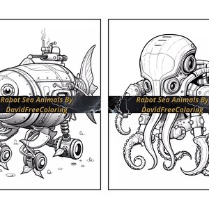40 Robot Sea Animals Coloring Book Robot Images for Adult Coloring ...