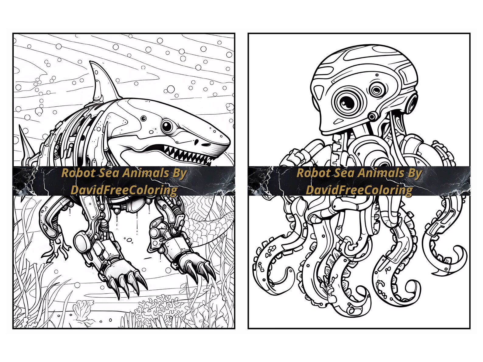 40 Robot Sea Animals Coloring Book Robot Images for Adult Coloring ...