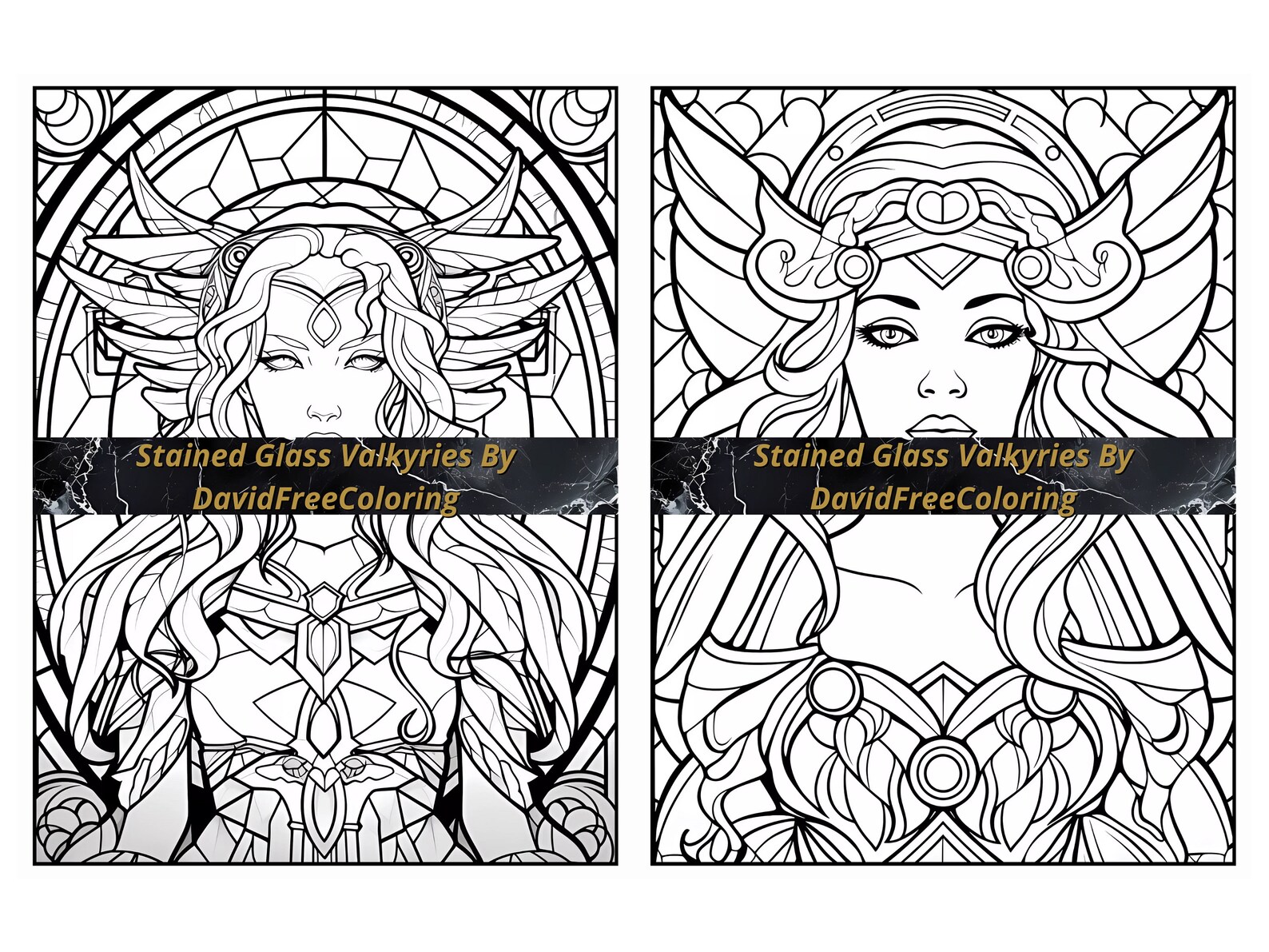 30 Valkyries Stained Glass Coloring Book Valkyrie Image for Adult ...